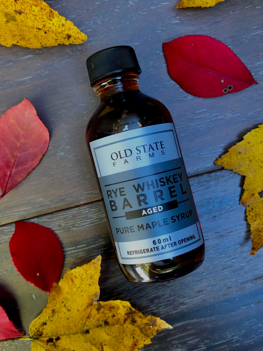 2oz Barrel Aged or Infused Old State Farms pure maple syrup